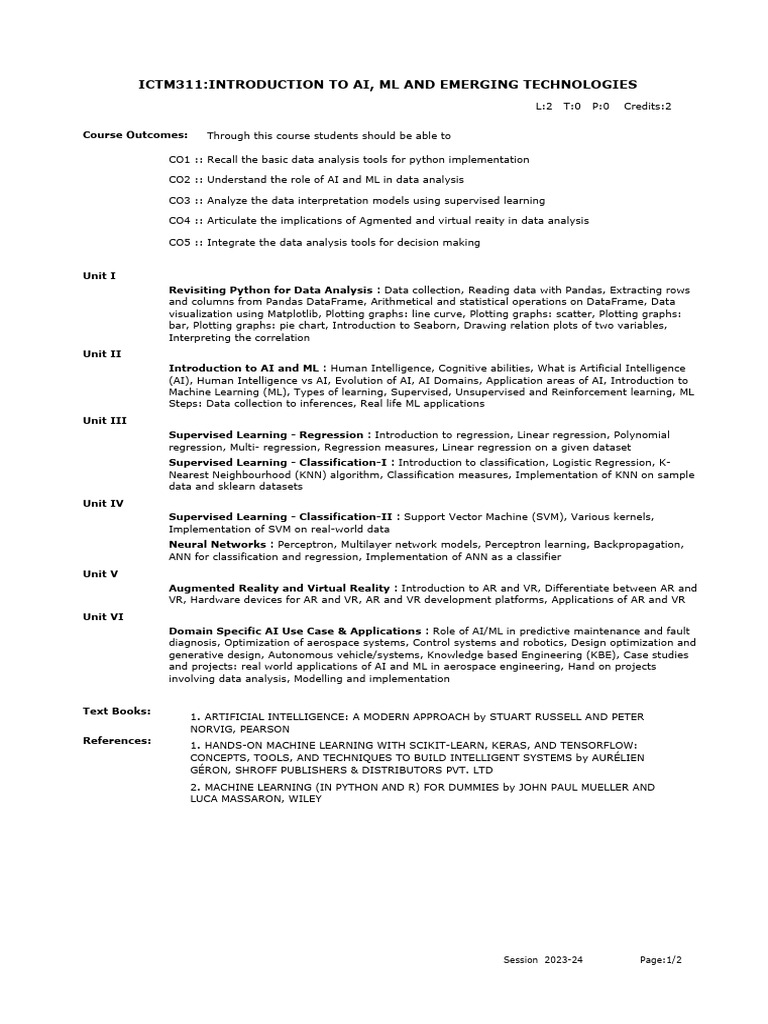 Rdl Course Syl Lab Us New | PDF | Machine Learning | Artificial Intelligence