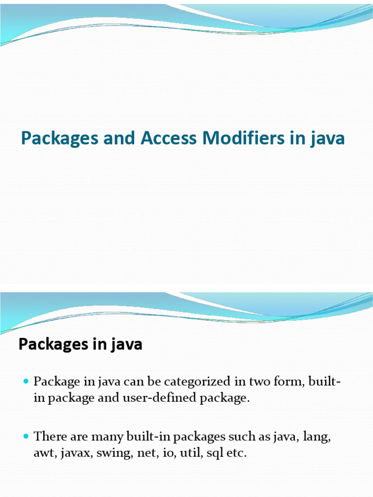 JAVA - Notes - 7 - Packages and Access Specifiers | PDF | Class ...