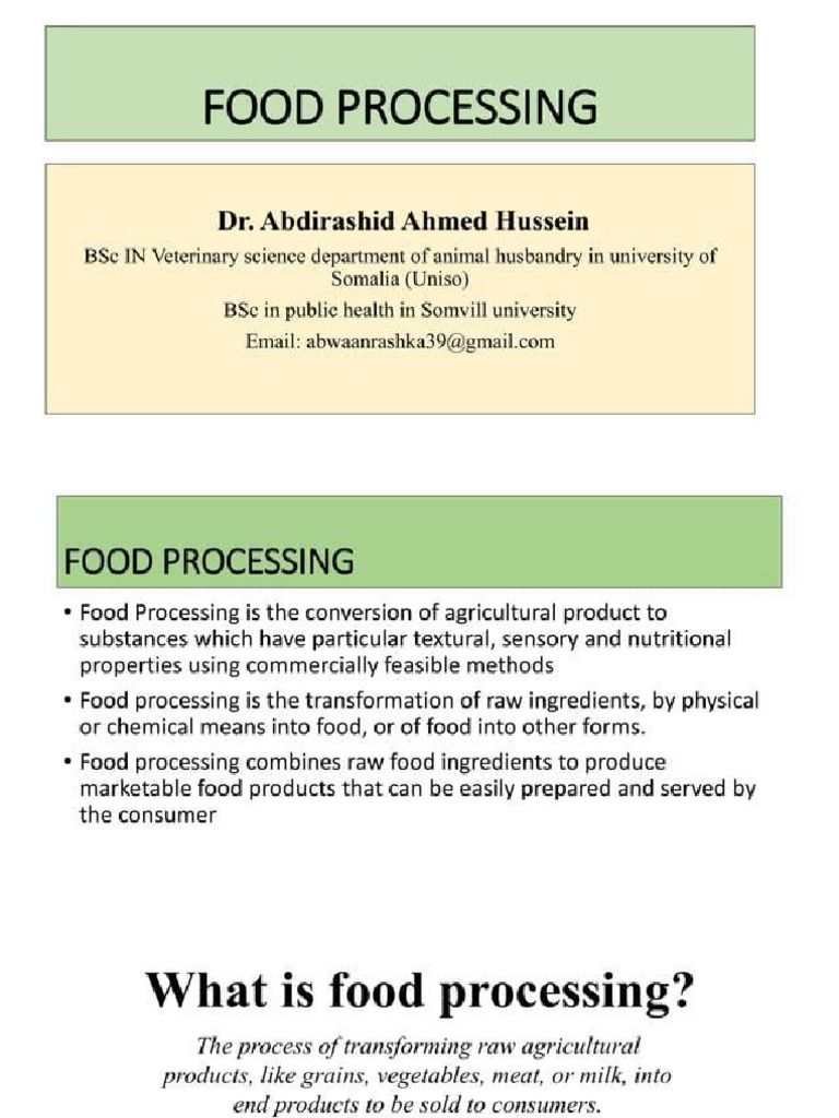 Concept of Food Processing | PDF