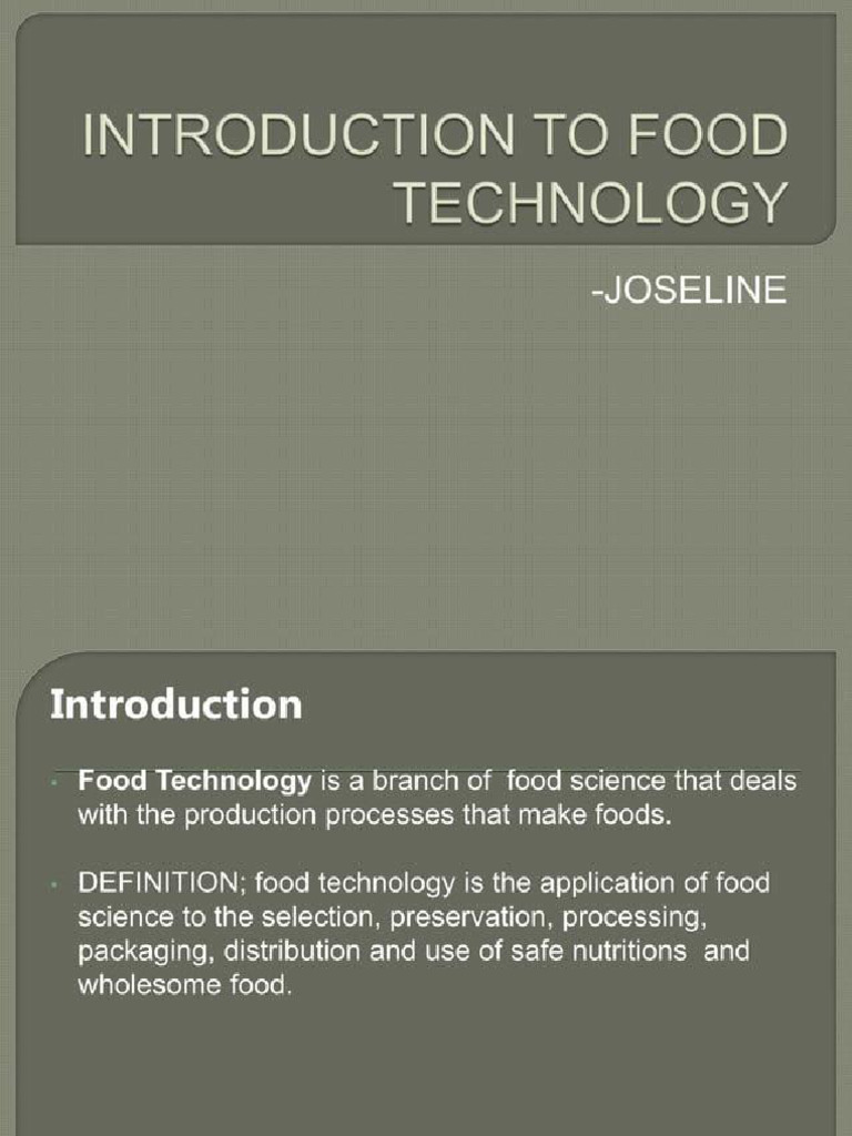 Concept of Food Technology | PDF