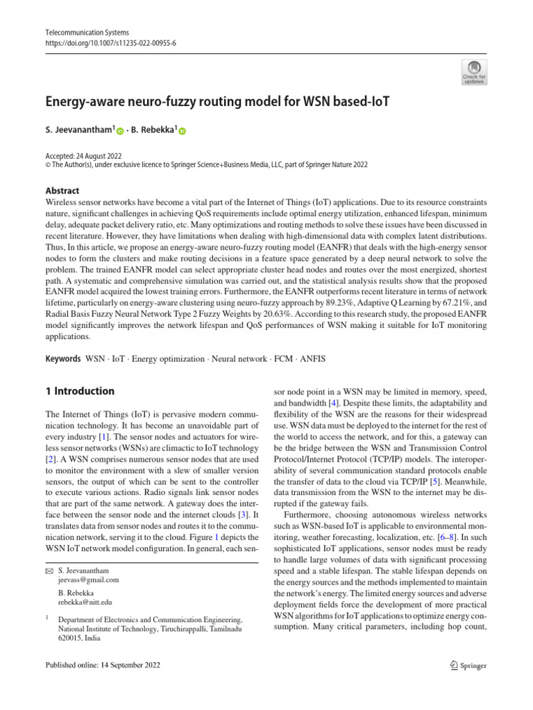 EANFR Telecommunication System Published Article | PDF | Wireless ...