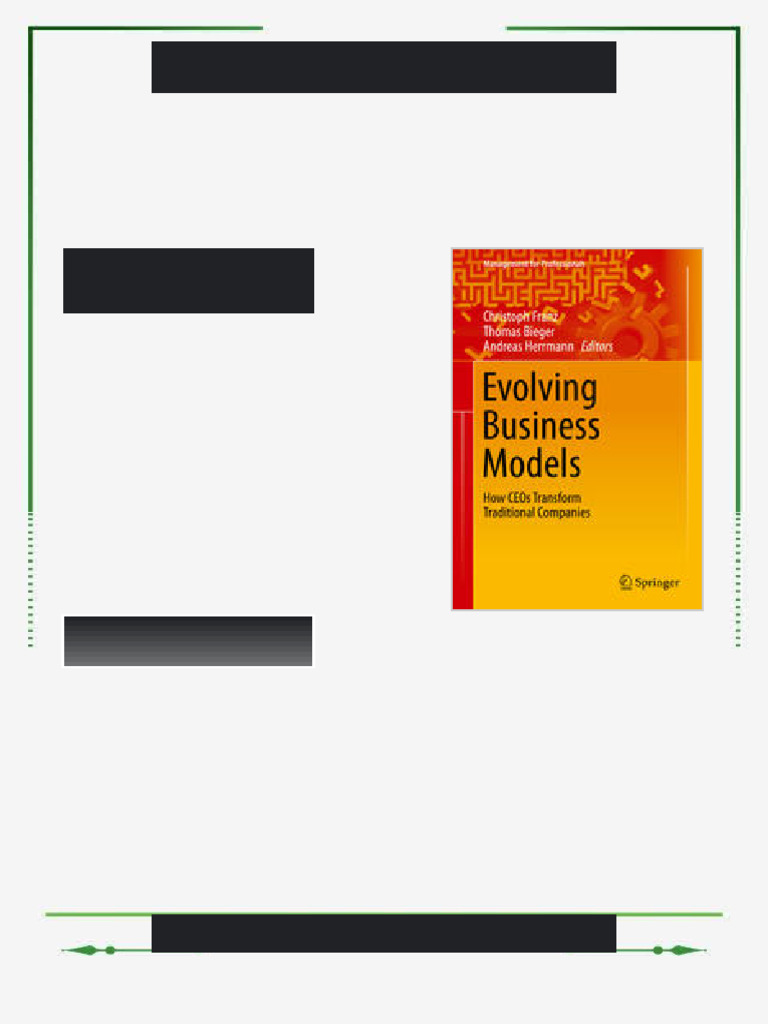 Evolving Business Models How CEOs Transform Traditional Companies 1st Edition Christoph Franz ...
