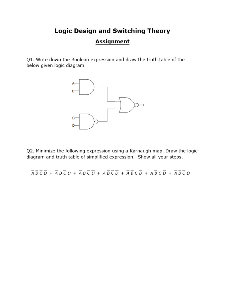 Logic Design Assignment: Boolean & Karnaugh | PDF