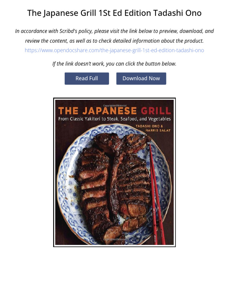 The Japanese Grill 1st ed Edition Tadashi Ono | PDF | Sauce | Salad