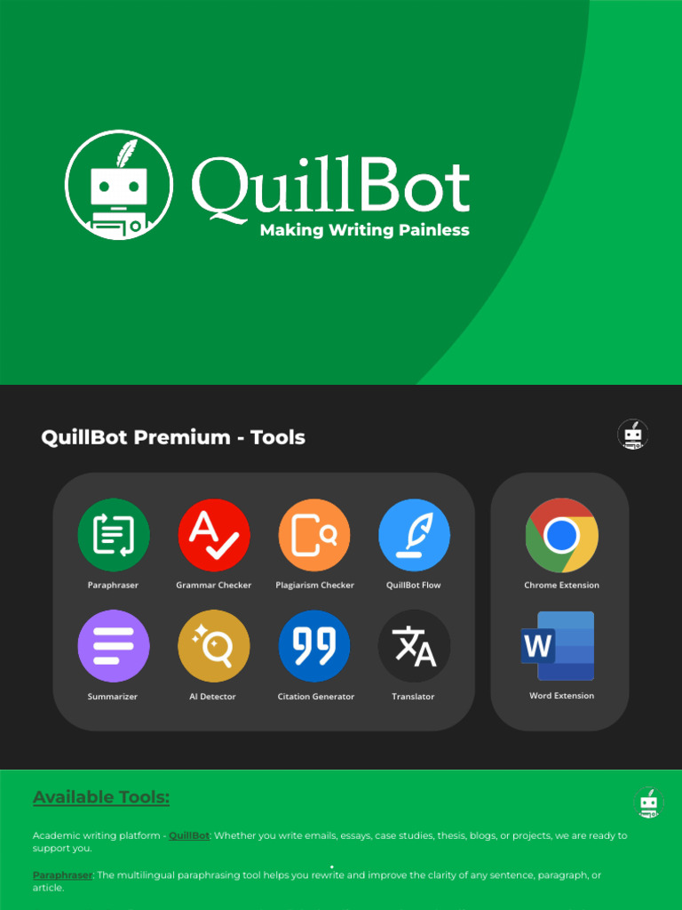QuillBot: Essential Writing Tools | PDF