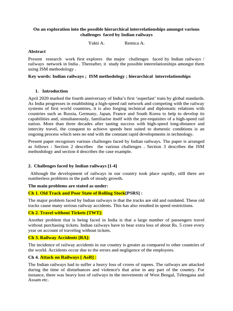 Indian Railways Challenges Faced | PDF | Rail Transport | High Speed Rail