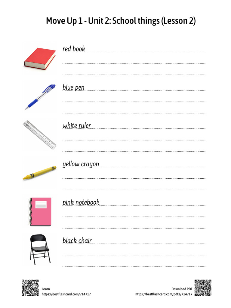 School Vocabulary: Move Up 1 Unit 2 | PDF
