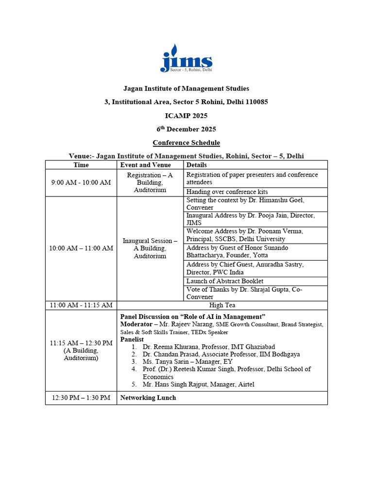 ICAMP 2025 Schedule | PDF