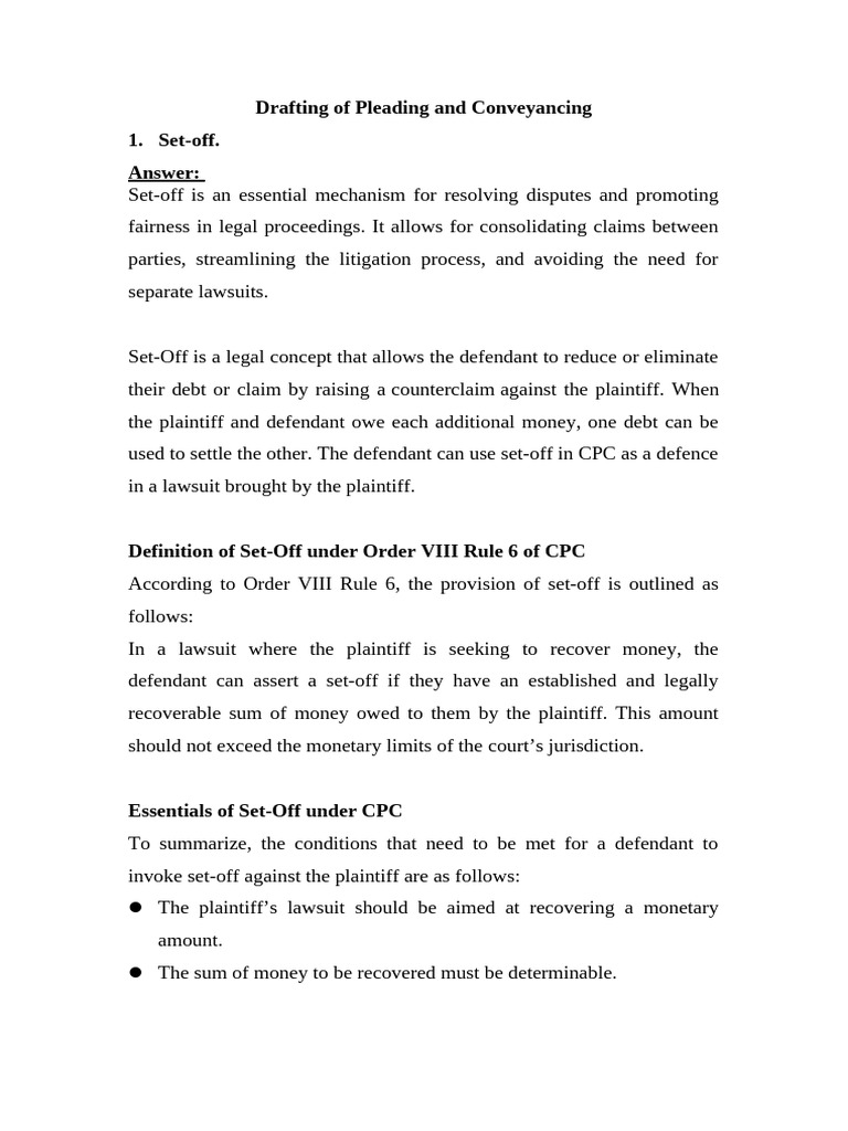 Drafting of Pleading and Conveyancing. Notes | PDF | Lawsuit | Jurisdiction