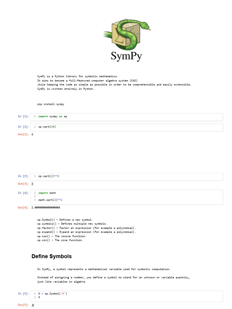 SymPy - Jupyter Notebook | PDF | Mathematics | Variable (Mathematics)