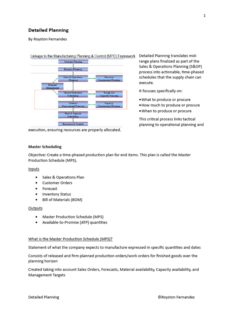 11 Detailed-Planning-Handout | PDF | Production And Manufacturing ...