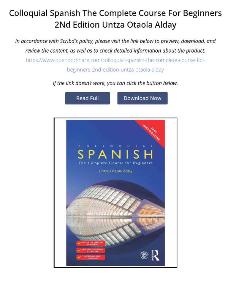 Colloquial Spanish The Complete Course for Beginners 2nd Edition Untza ...