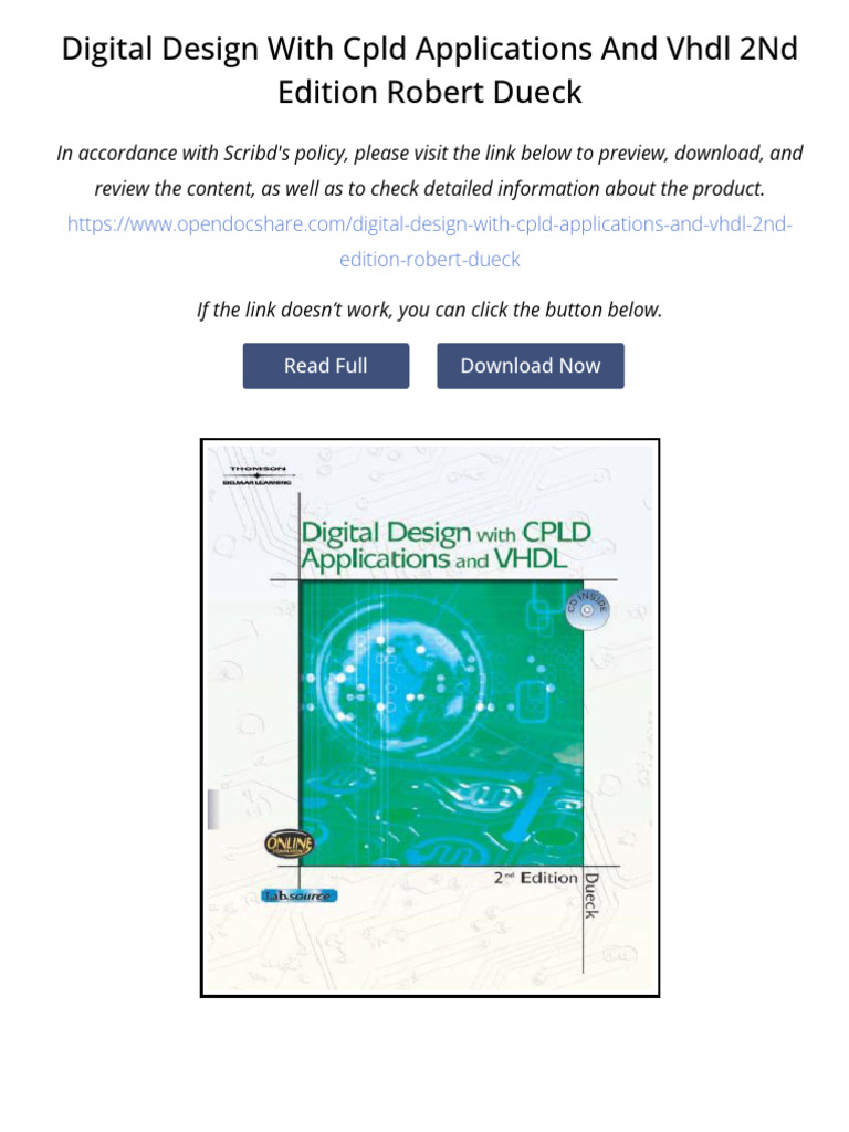 Digital Design with CPLD Applications and VHDL 2nd Edition Robert Dueck ...