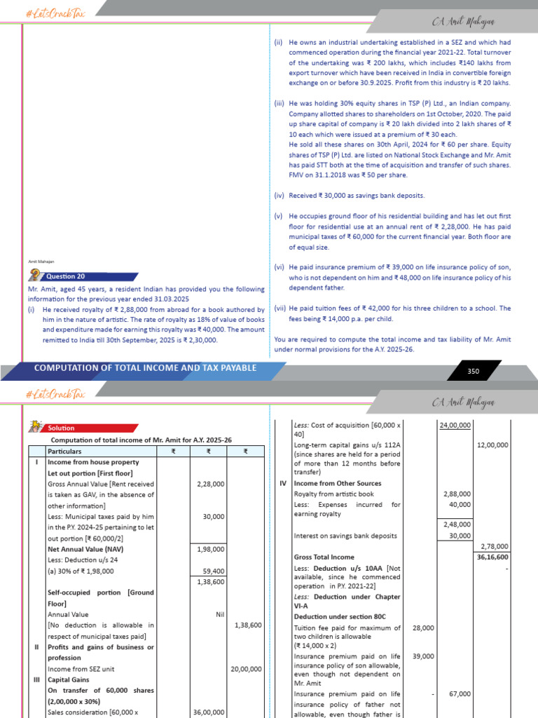 Total Income and Tax Computation for AY 2025-26 | PDF | Tax Deduction ...