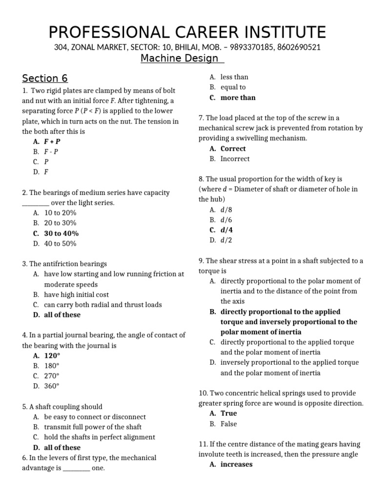 Machine Design Exam Questions and Answers | PDF | Metalworking