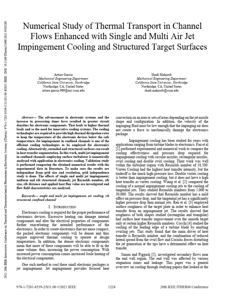 Thermal Transport in Jet Impingement Cooling | PDF | Fluid Dynamics ...
