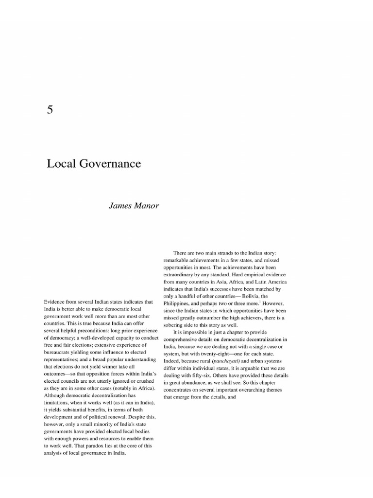 Unit 3b James Manor (2010), Local Governance' in P.B. Mehta and N.G ...