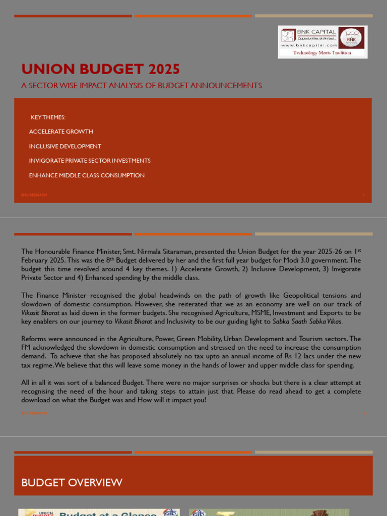 Union Budget 2025 - Final | PDF | Financial Analyst | Investment Banking