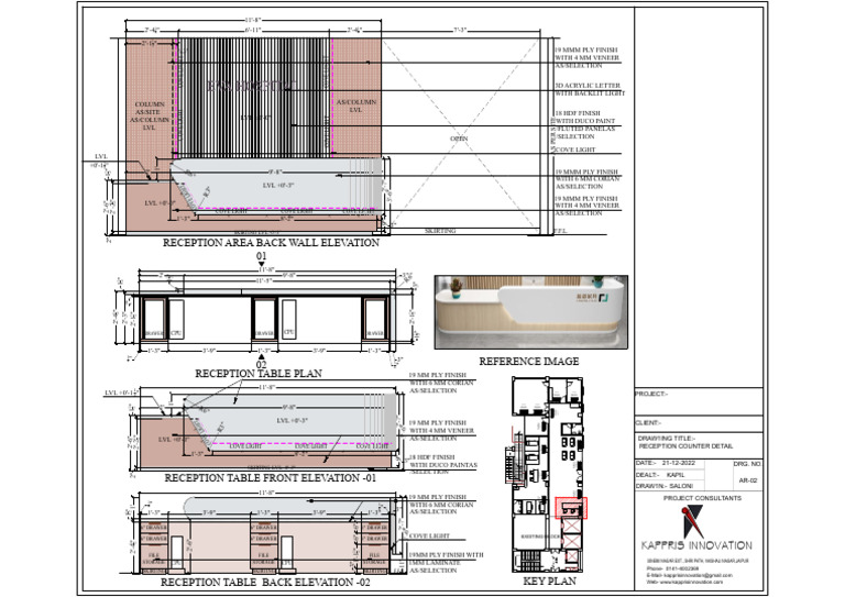 Reception Table Design and Elevation Plans | PDF