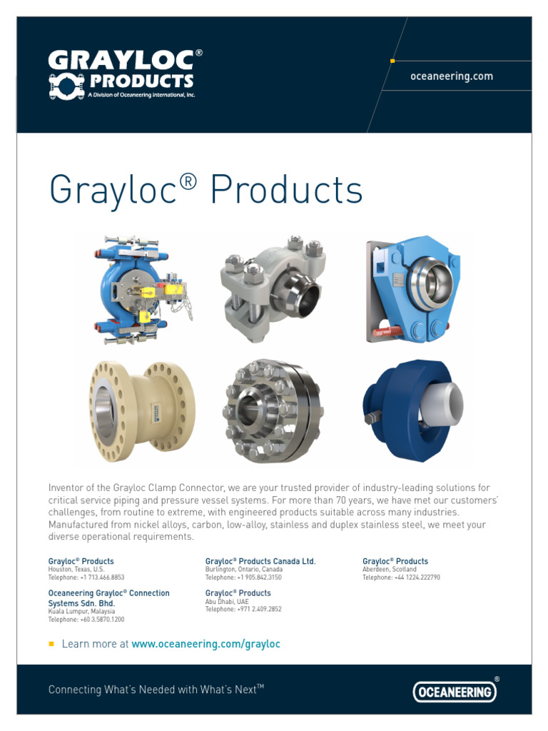Brochure - Grayloc Products Overview | PDF | Pipe (Fluid Conveyance ...