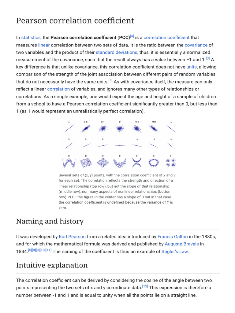 Pearson correlation coefficient - Wikipedia (1) | PDF | Data Analysis ...