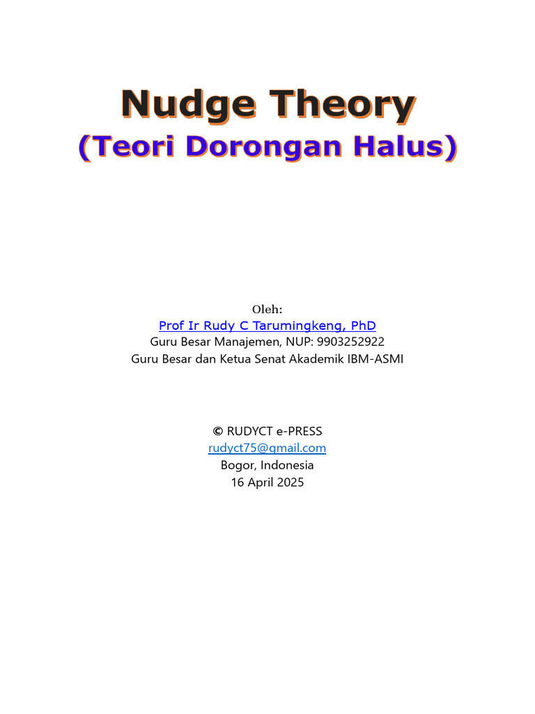 Nudge Theory (Teori Dorongan Halus) | PDF
