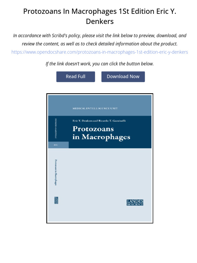 Protozoans in Macrophages 1st Edition Eric Y. Denkers | PDF ...