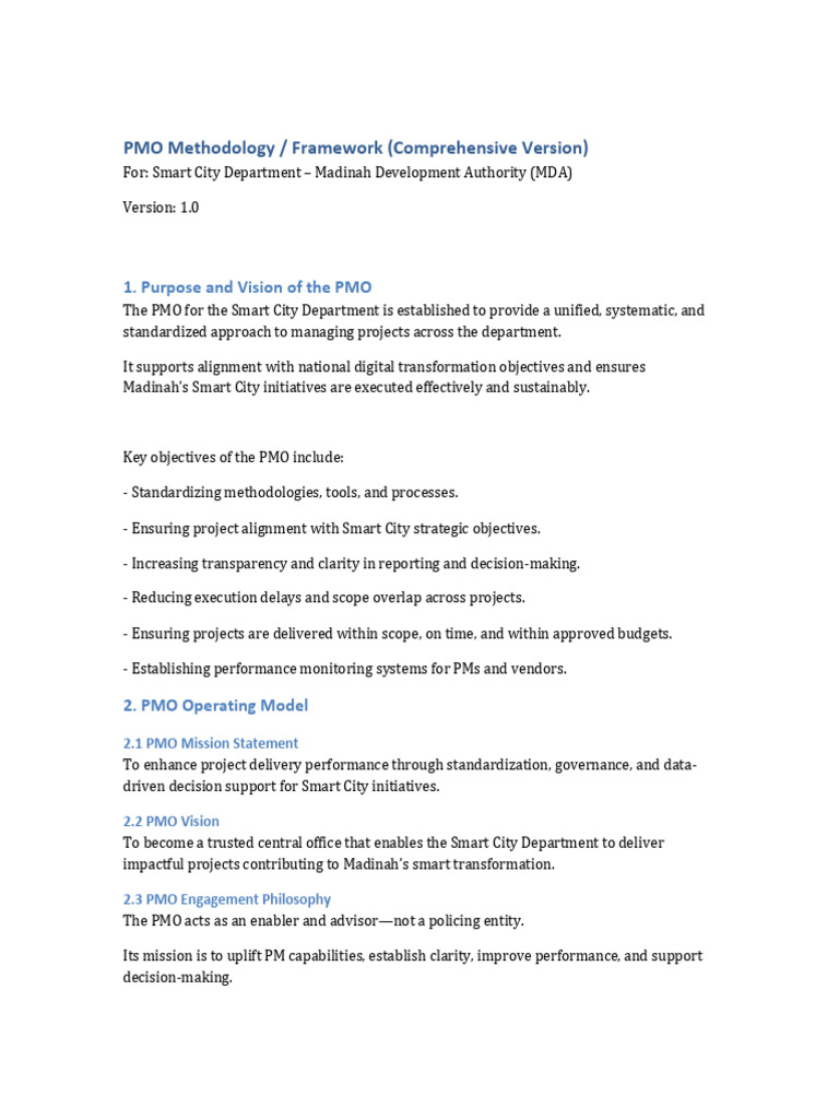 PMO Methodology & Framework | PDF | Project Management | Performance ...