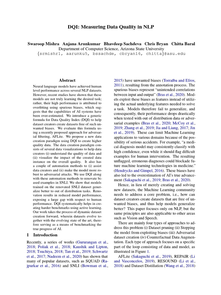 DQI - Measuring Data Quality in NLP | PDF | Sampling (Statistics) | Word