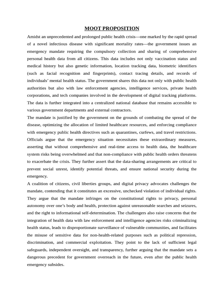 Moot Prop_dr. Ishita | PDF | Privacy | Public Health