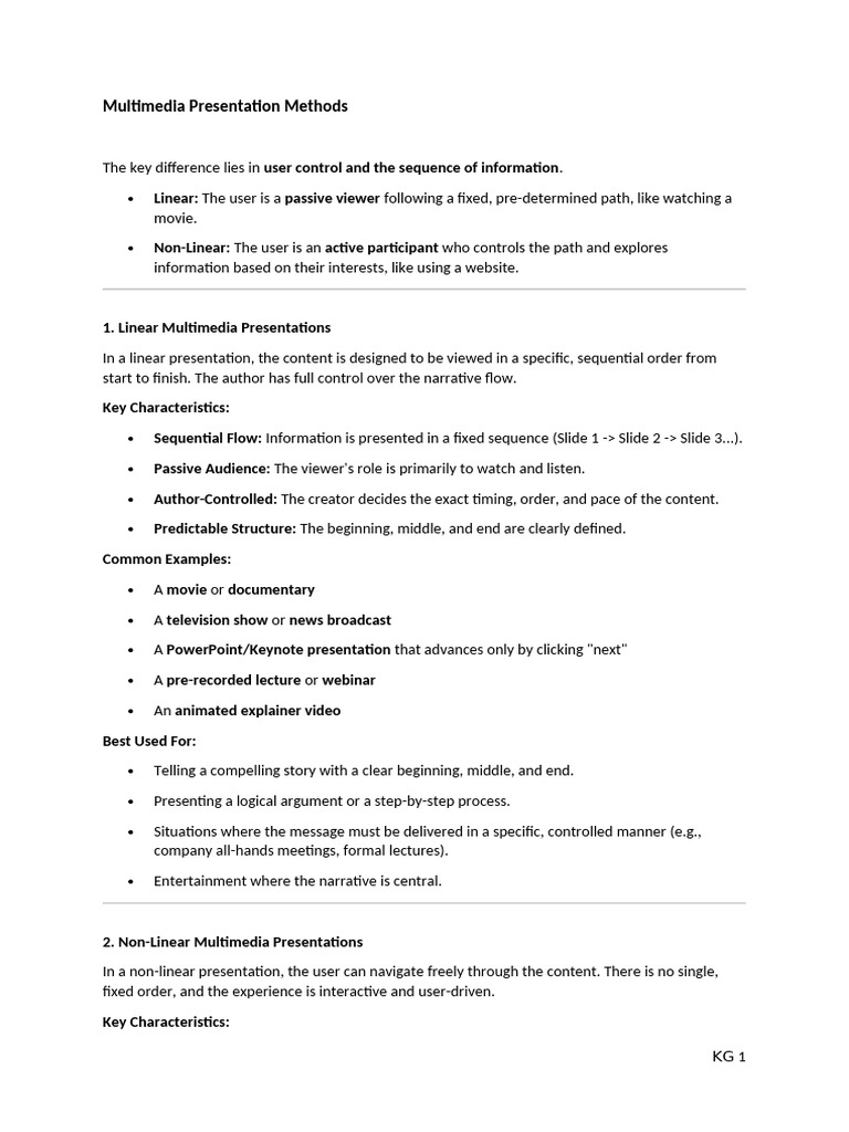 Linear vs Non-Linear Multimedia Presentations | PDF | Multimedia ...