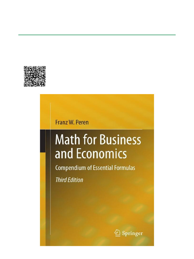 Math for Business and Economics Compendium of Essential Formulas, 3rd ...