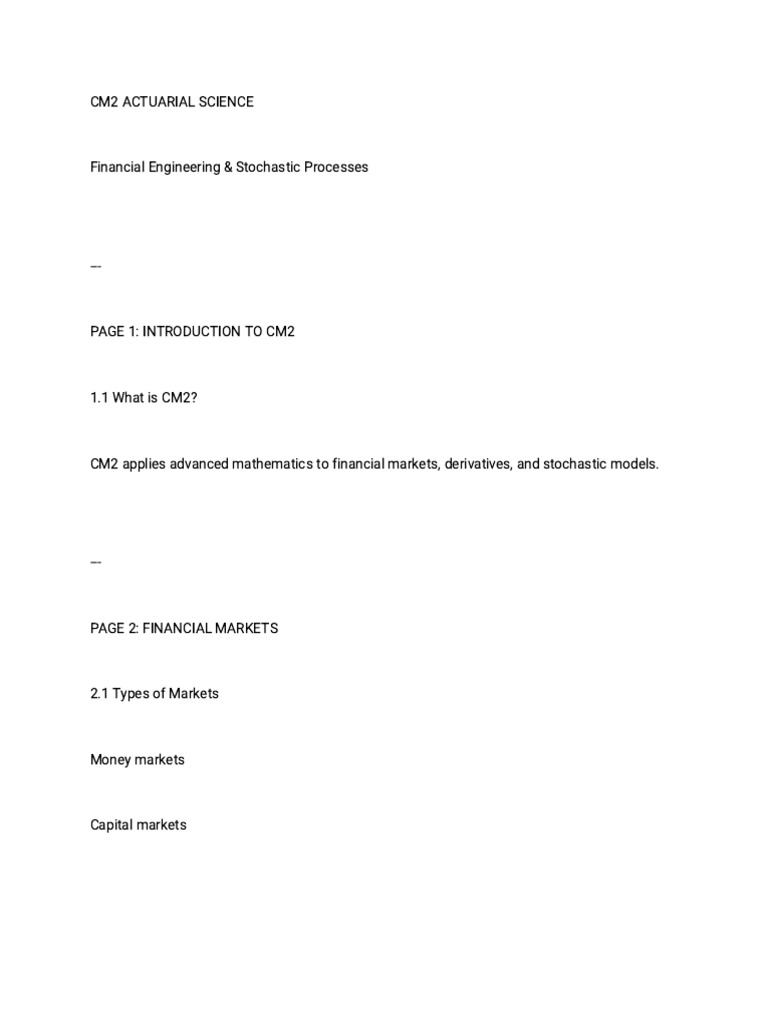 Cm2 Actuarial | PDF | Stochastic Process | Option (Finance)