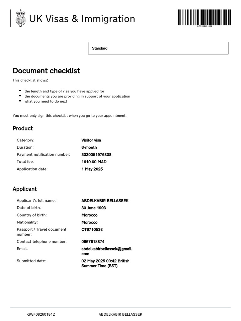 Bellassek Abdelkabir 2025-05!01!23-42 Checklist (1) | PDF | Travel Visa ...