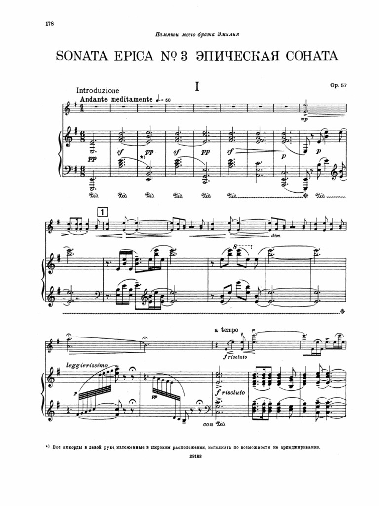 Violin Sonata No.3, Op.57 (Medtner, Nikolay) | PDF