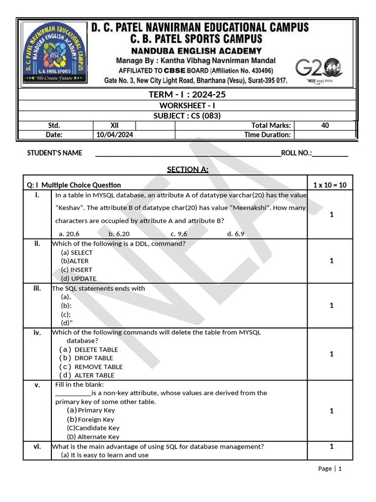XII-WORKSHEET-FOR-UNIT-1-2024-25F | PDF | Computer Programming ...