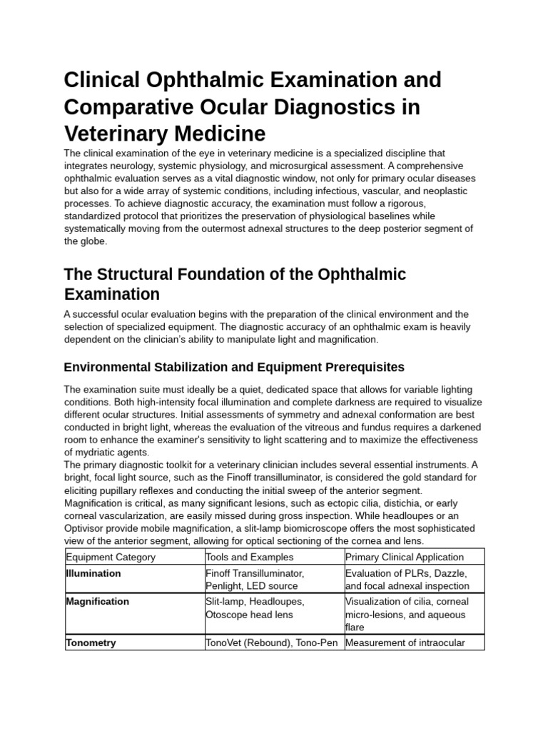 Veterinary Ophthalmic Examination Guide | PDF | Cornea | Ophthalmology