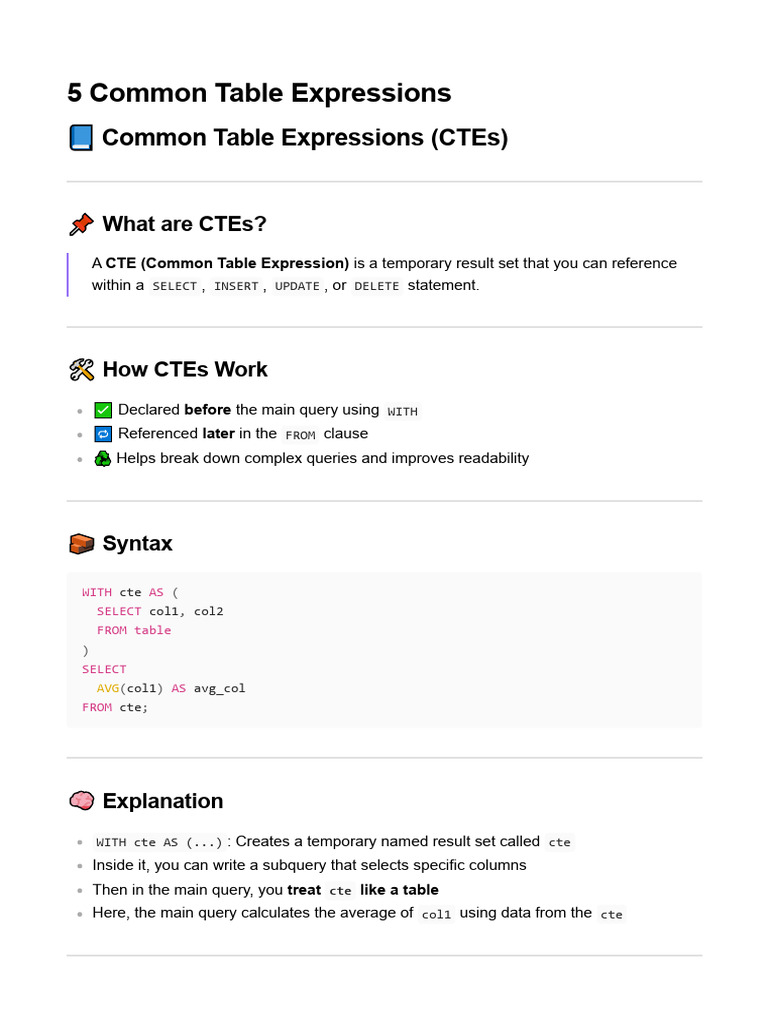 5 Common Table Expressions | PDF | Computing | Software Engineering