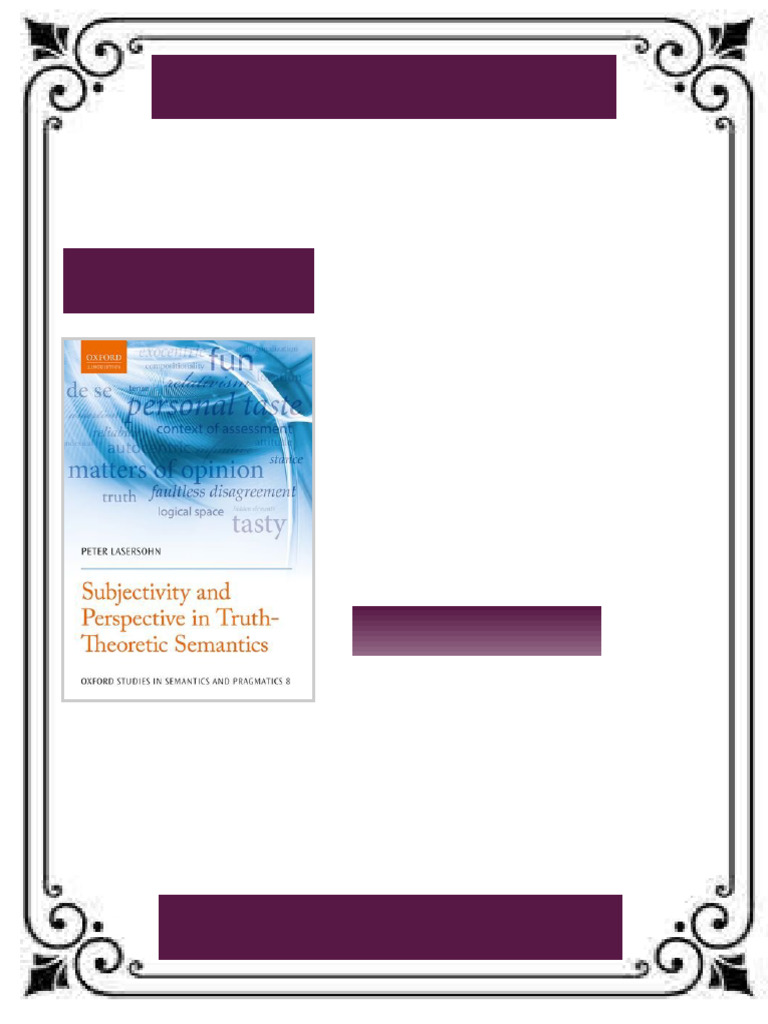 Subjectivity and Perspective in Truth Theoretic Semantics 1st Edition ...