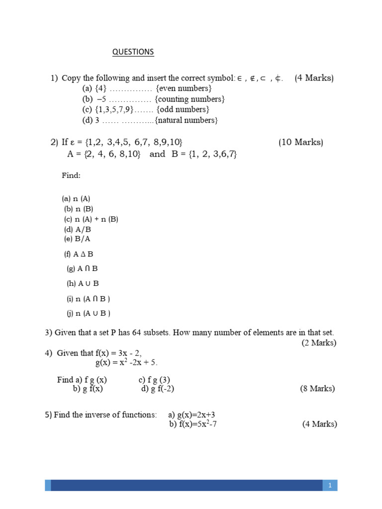 S1,TERM 1 Revision Exercise | PDF | Mathematical Logic | Discrete ...