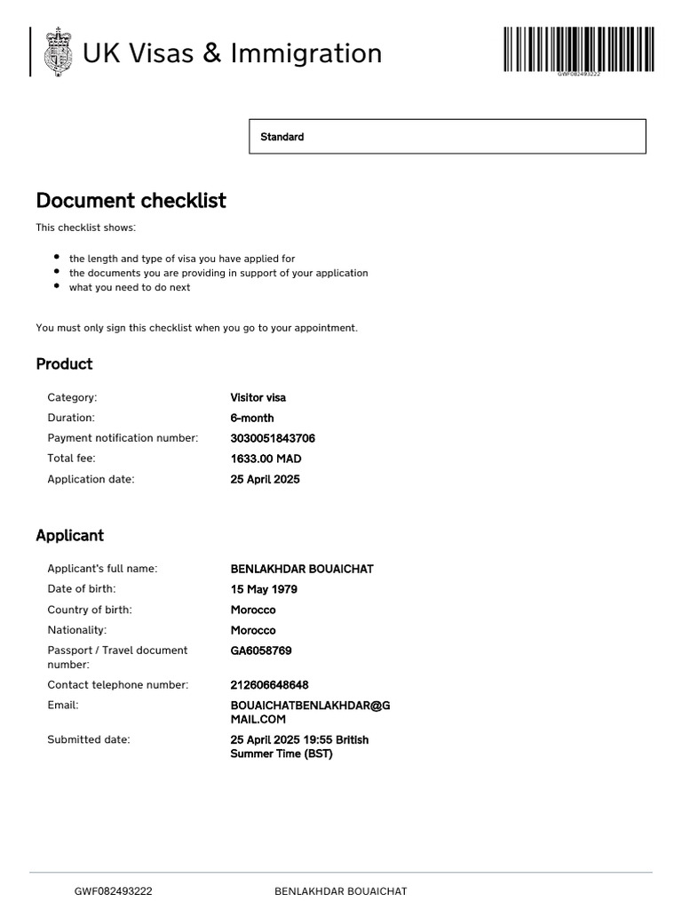 Bouaichat Benlakhdar 2025-04!25!18-55 Checklist | PDF | Travel Visa ...