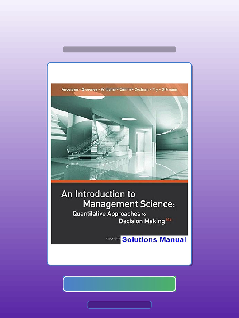 Introduction To Management Science Quantitative Approaches To Decision ...