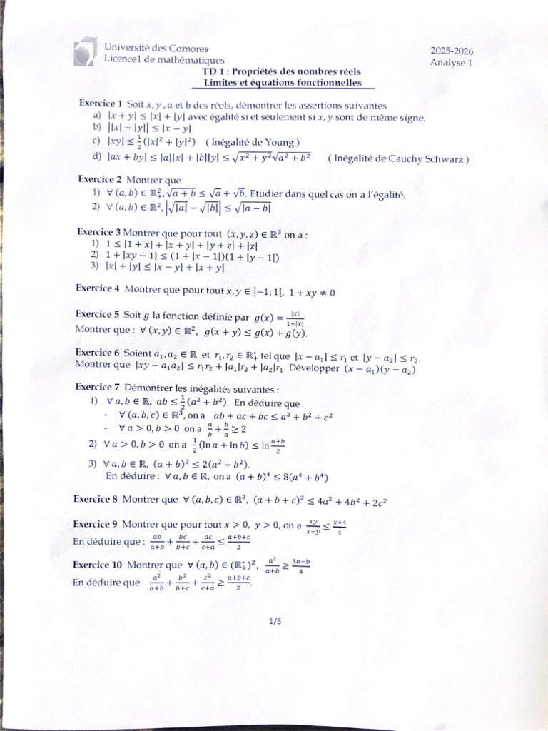 TD1 analyse 2025-2026 | PDF