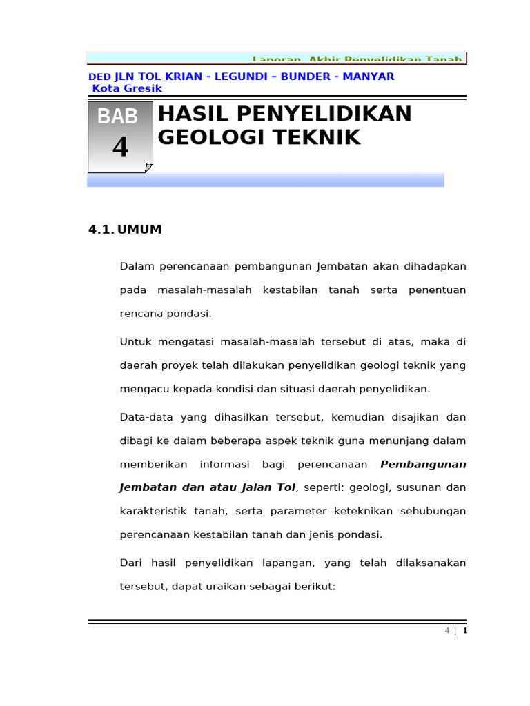 Bab-4 Hasil Penyelidikan Tanah | PDF