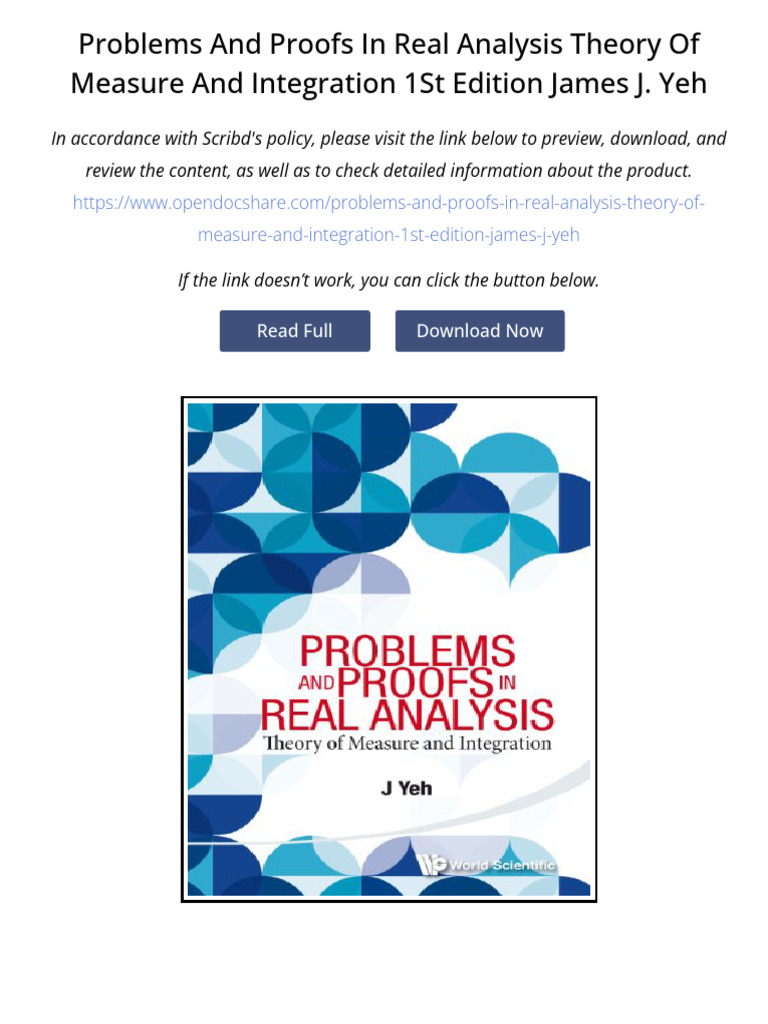 Problems and Proofs in Real Analysis Theory of Measure and Integration ...