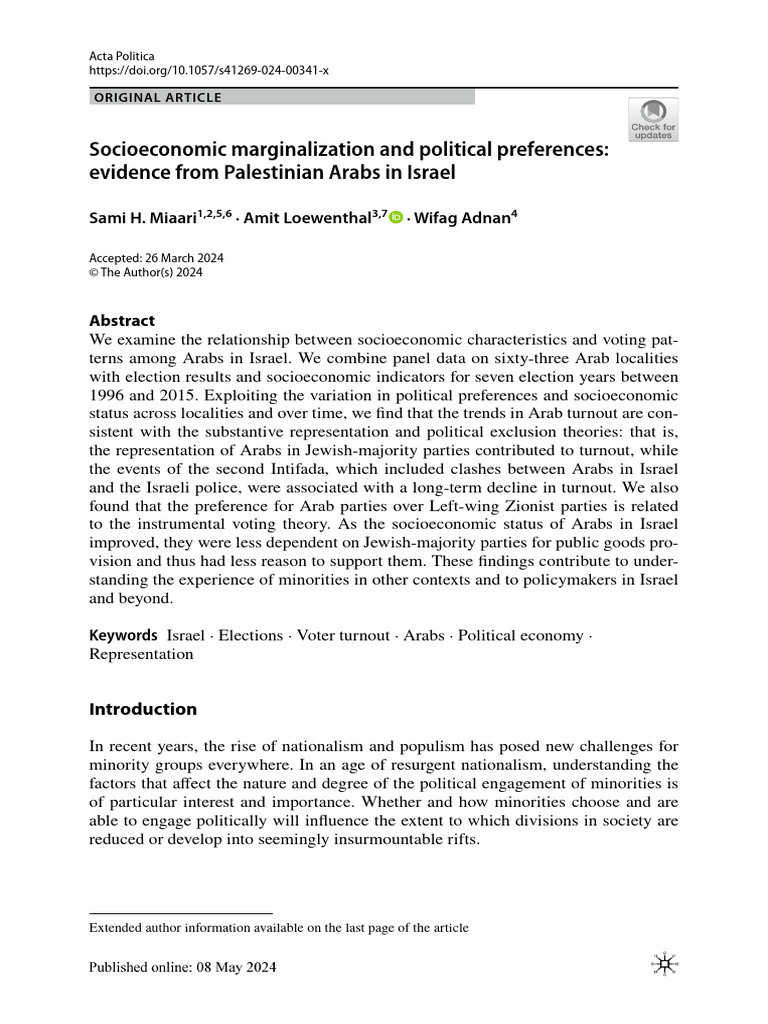 Socioeconomic Marginalization and Political Prefer | PDF | Voter ...