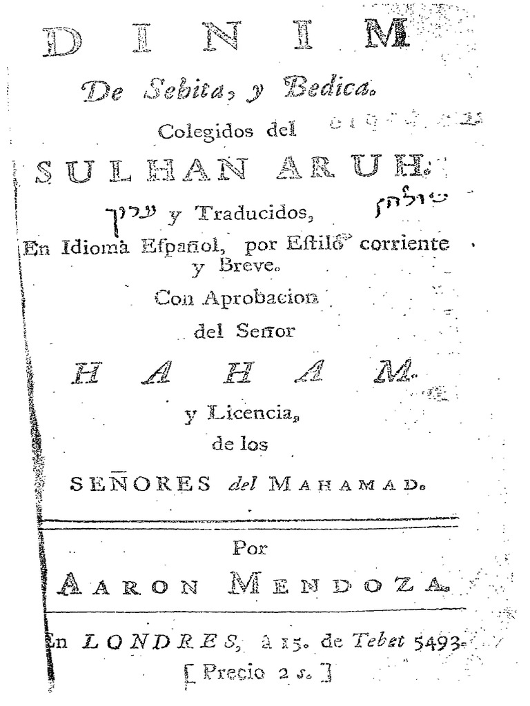 Aaron Mendoza - Dinim de Sehita y Bedica | PDF