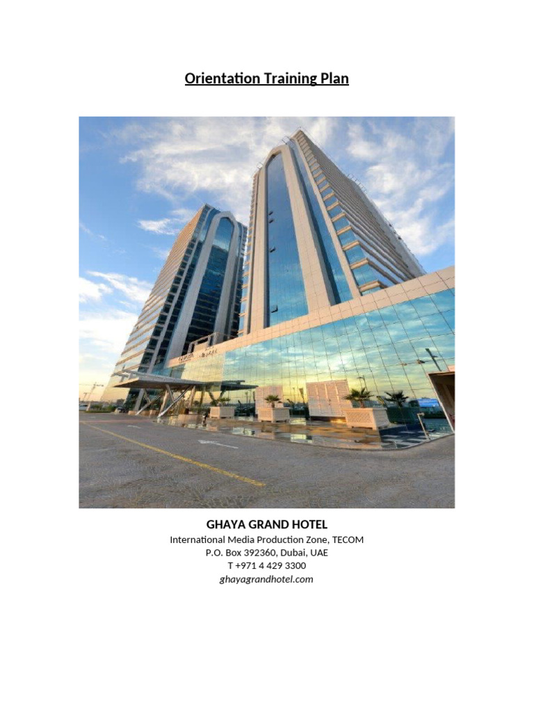 Orientation Training Plan | PDF | Hotel