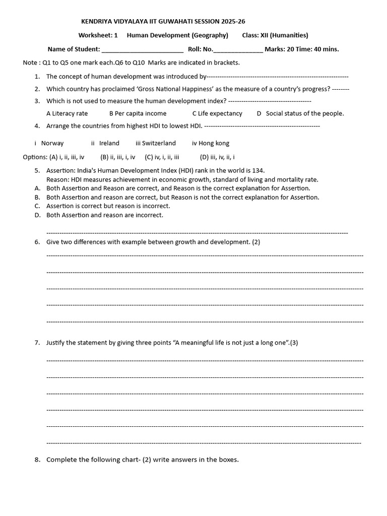 251224 Worksheet xii Geography 2024-25 | PDF | Mining | Human ...