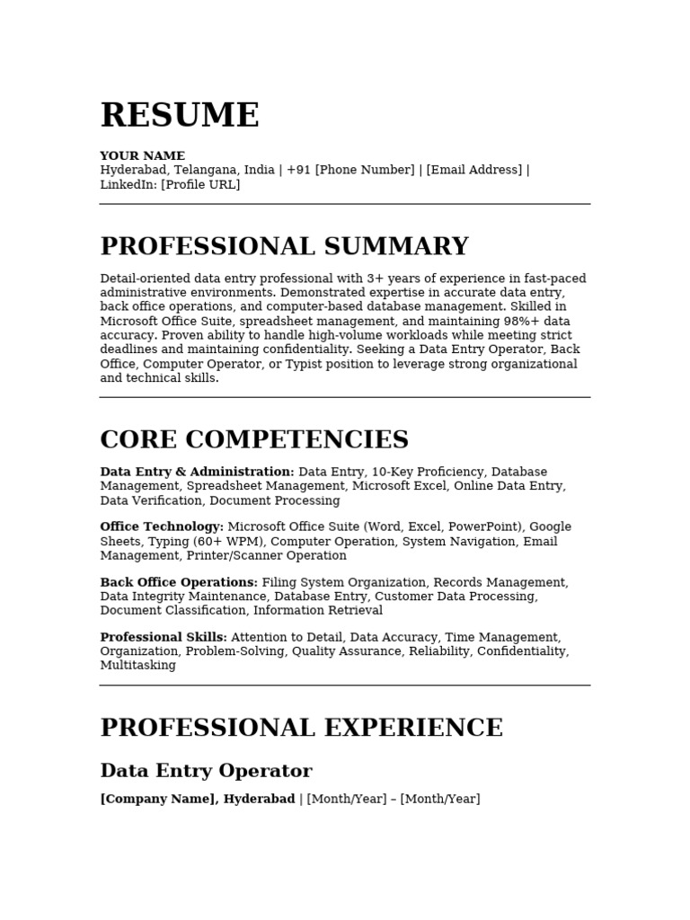 ATS Resume Data Entry | PDF | Computing | Software